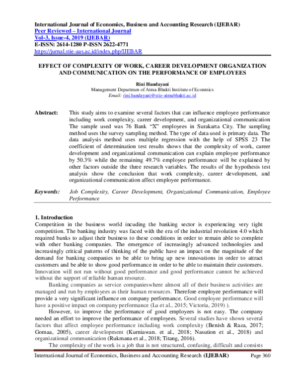 (PDF) Effect of Complexity of Work, Career Development Organization and ...