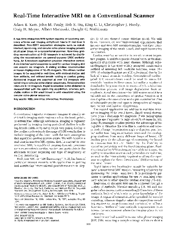(PDF) Real-time interactive MRI on a conventional scanner