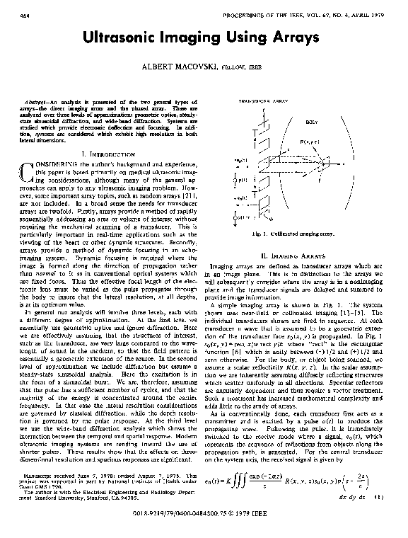 (PDF) Ultrasonic imaging using arrays