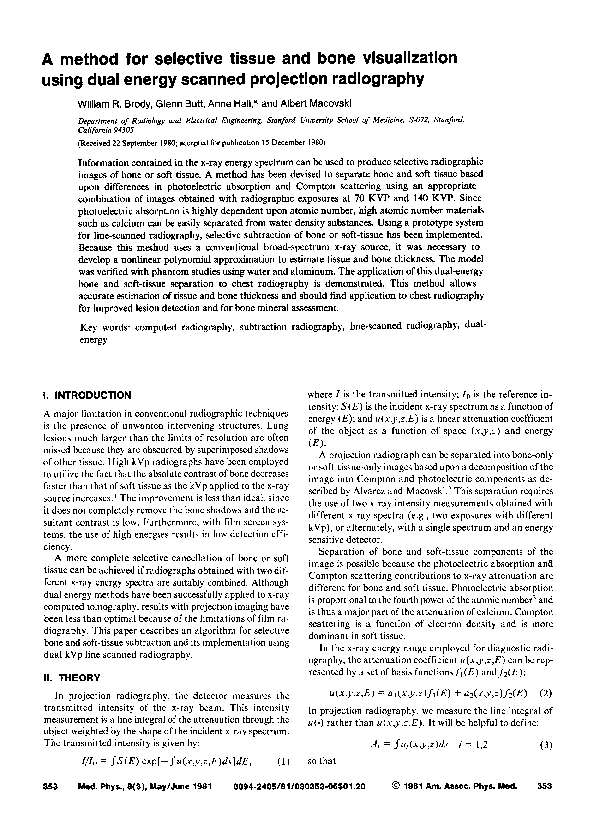 (PDF) A method for selective tissue and bone visualization using dual ...