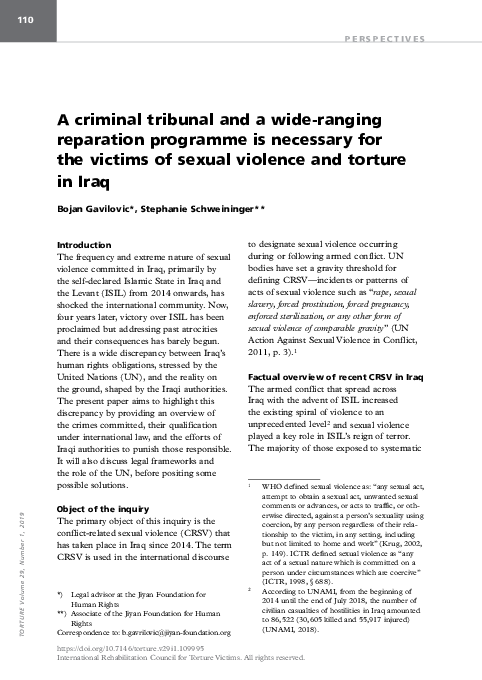 (PDF) A criminal tribunal and a wide-ranging reparation programme is ...