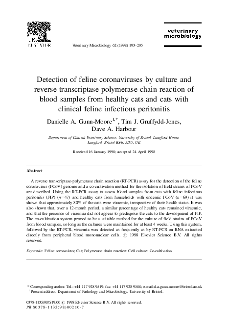 (PDF) Detection of feline coronaviruses by culture and reverse ...