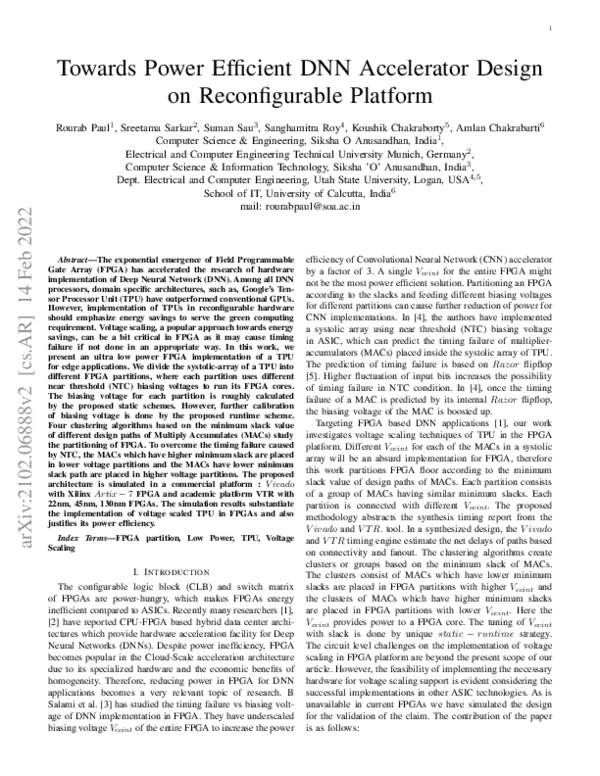 Pdf Towards Power Efficient Dnn Accelerator Design On Reconfigurable