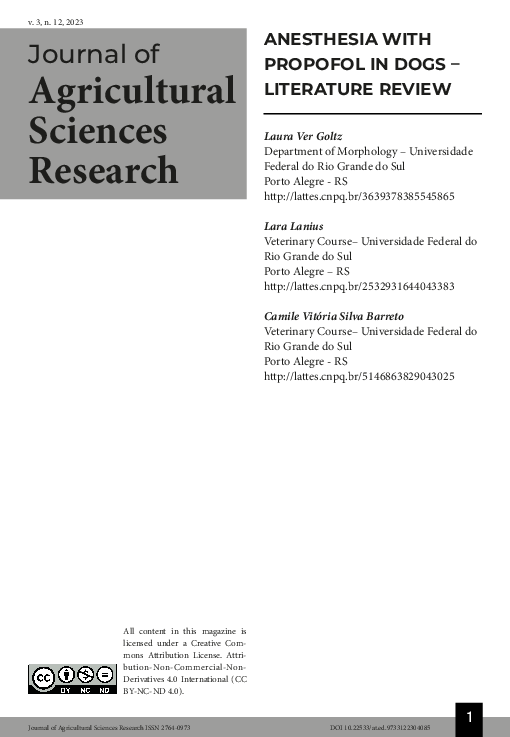 (PDF) ANESTHESIA WITH PROPOFOL IN DOGS – LITERATURE REVIEW (Atena Editora)