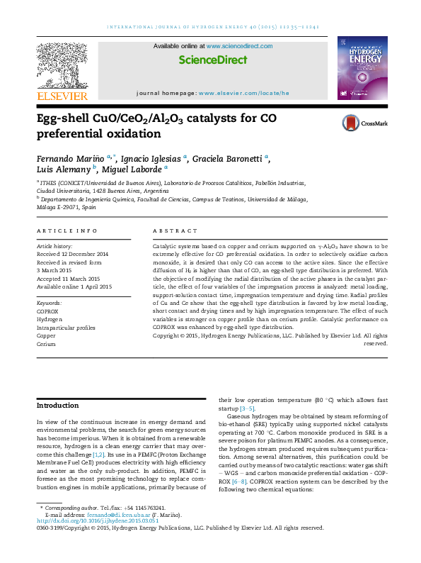 (PDF) Egg-shell CuO/CeO2/Al2O3 catalysts for CO preferential oxidation