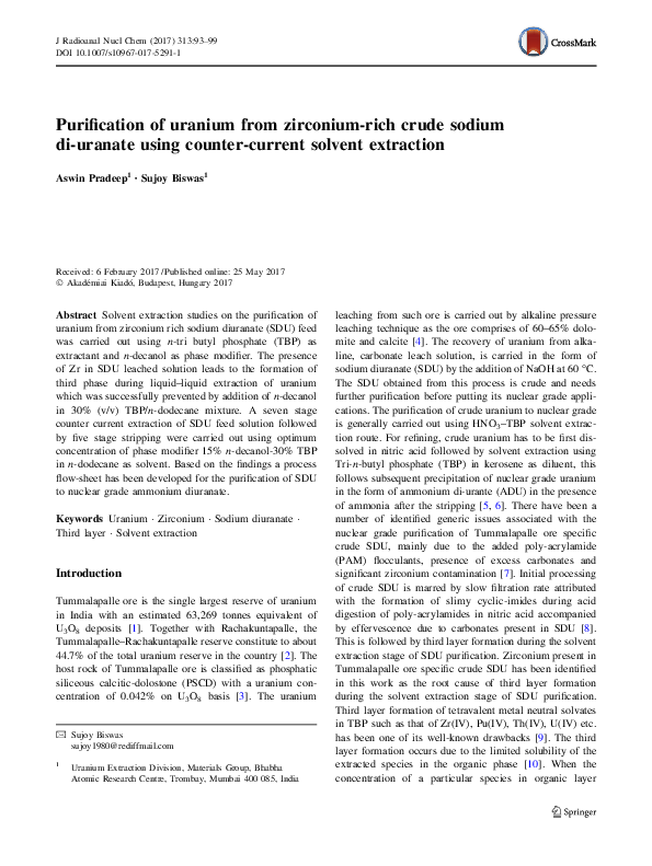 (PDF) Purification of uranium from zirconium-rich crude sodium di ...