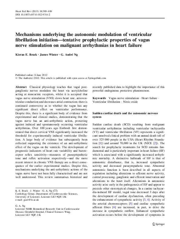 (PDF) Mechanisms underlying the autonomic modulation of ventricular fibrillation initiation ...