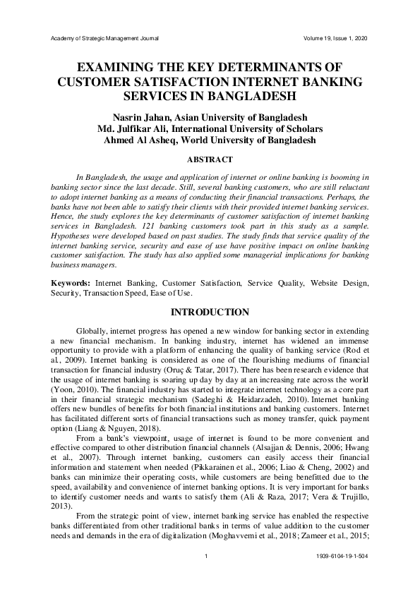 (PDF) Examining the Key Determinants of Customer Satisfaction Internet Banking Services in ...
