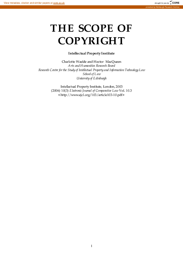 (PDF) The Scope of Copyright