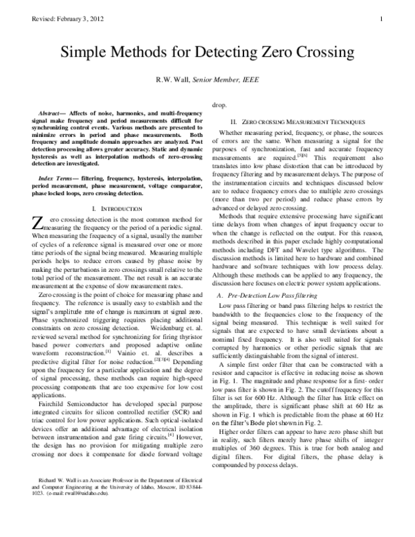 (PDF) Simple methods for detecting zero crossing