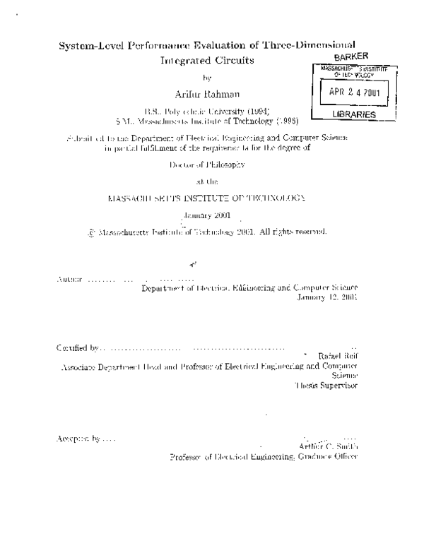 (PDF) System-level performance evaluation of three-dimensional ...