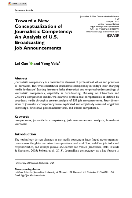 (PDF) Toward a New Conceptualization of Journalistic Competency: An ...
