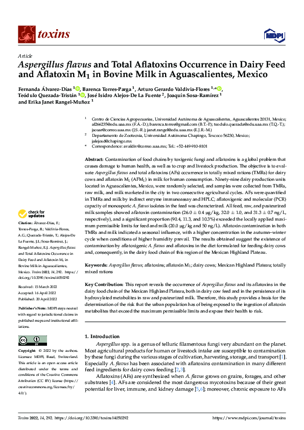 (PDF) Aspergillus flavus and Total Aflatoxins Occurrence in Dairy Feed ...