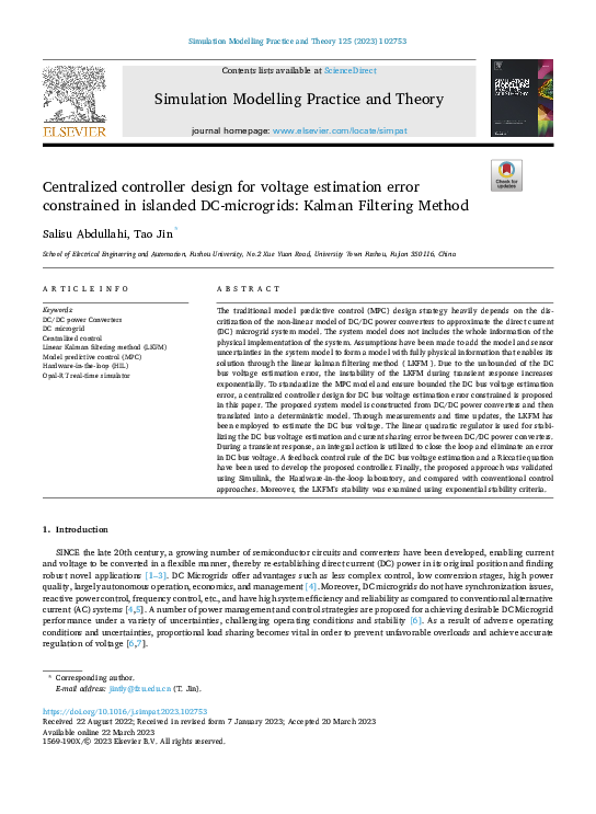 (PDF) Centralized controller design for voltage estimation error constrained in islanded DC ...