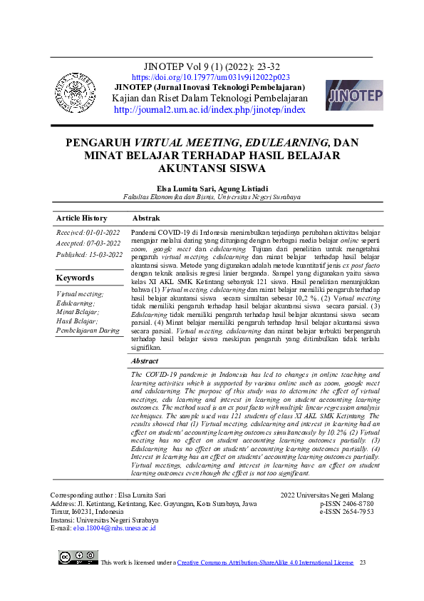 (PDF) Pengaruh Virtual Meeting, Edulearning dan Minat Belajar Terhadap Hasil Belajar Akuntansi Siswa