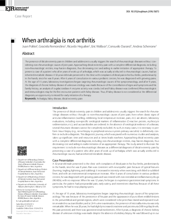 (PDF) When arthralgia is not arthritis