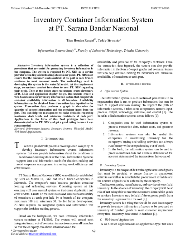 (PDF) Inventory Container Information System at PT. Sarana Bandar ...