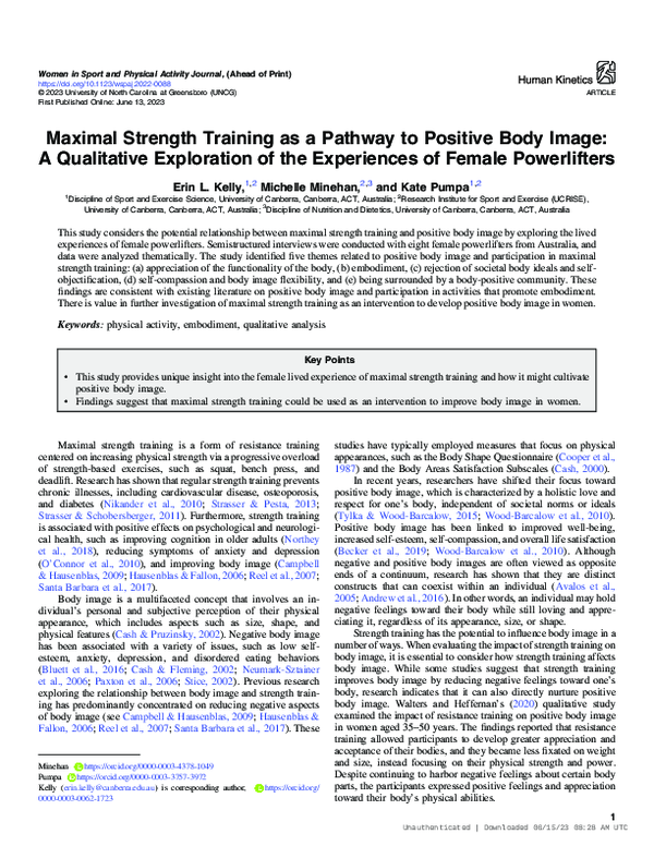 (PDF) Maximal Strength Training as a Pathway to Positive Body Image: A Qualitative Exploration ...
