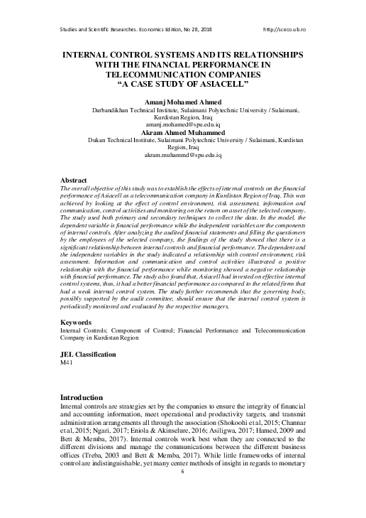 (PDF) Internal Control Systems and Its Relationships with the Financial ...
