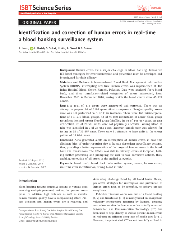 (PDF) Identification and correction of human errors in real-time - a ...