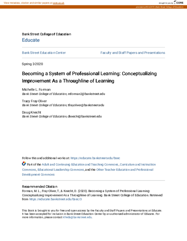(PDF) Becoming a System of Professional Learning: Conceptualizing ...