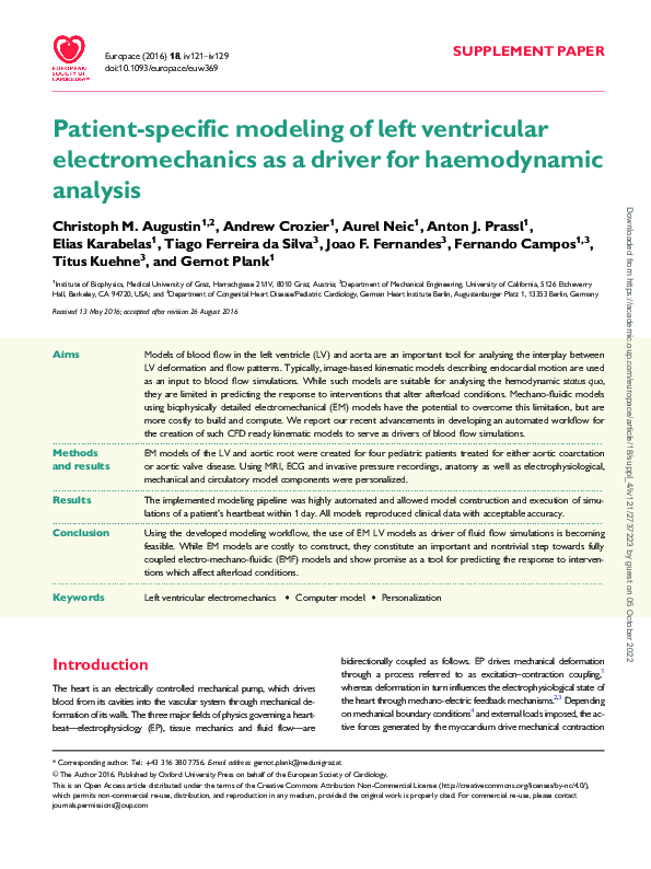 (PDF) Patient-specific modeling of left ventricular electromechanics as a driver for ...