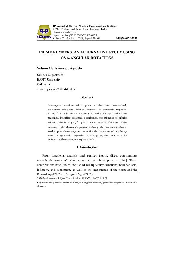 (PDF) Prime Numbers: An Alternative Study Using Ova-Angular Rotations | Yeisson Alexis Acevedo ...