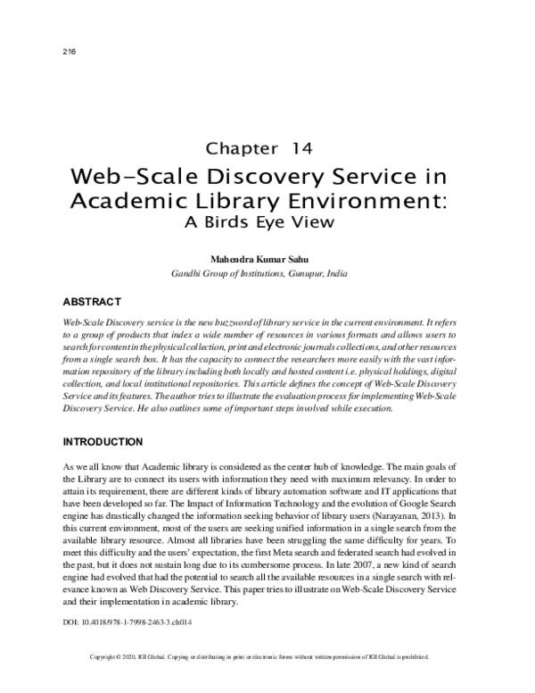 (PDF) Web-Scale Discovery Service in Academic Library Environment