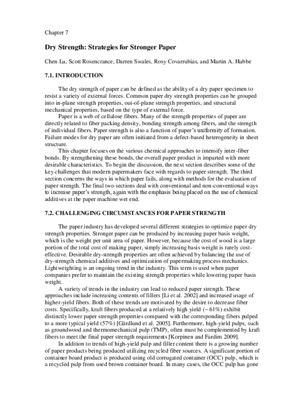 (PDF) Dry Strength: Strategies for Stronger Paper