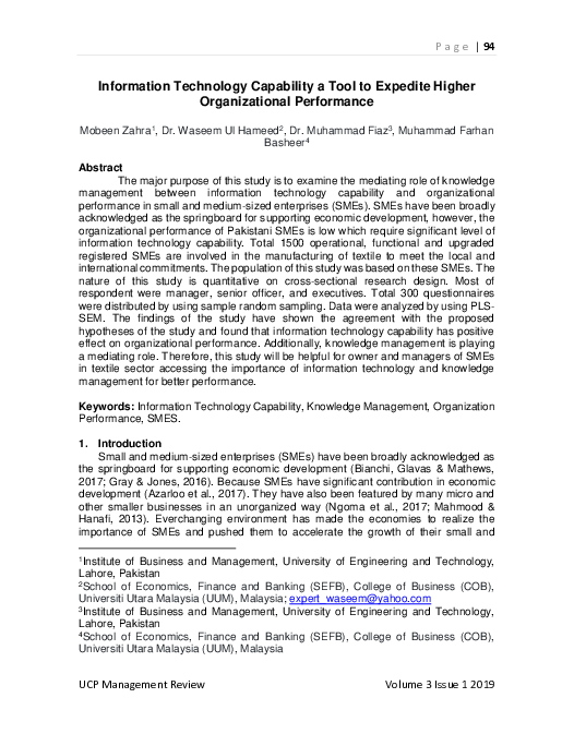 (PDF) Information Technology Capability a Tool to Expedite Higher ...