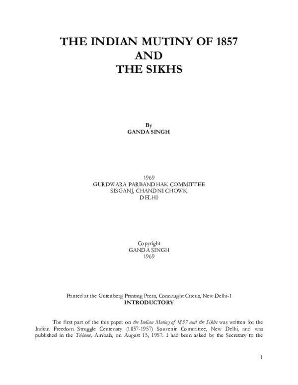 (PDF) The Indian Mutiny: 1857