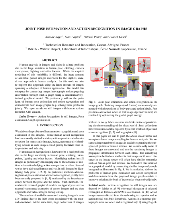 (PDF) Joint pose estimation and action recognition in image graphs | patrick perez - Academia.edu