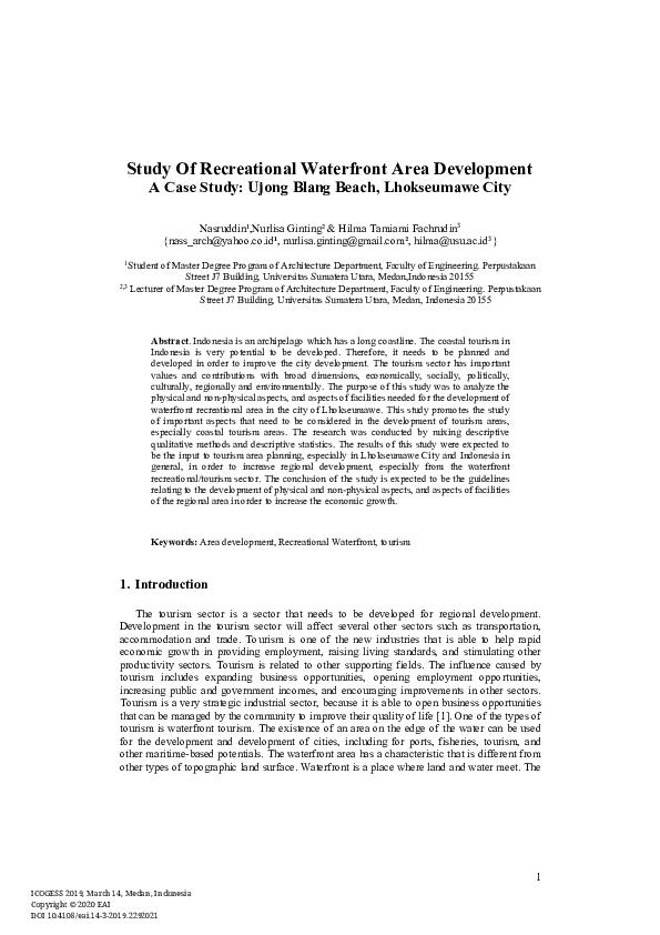 (PDF) Study Of Recreational Waterfront Area Development A Case Study ...