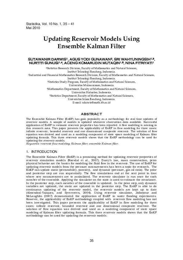 (PDF) Updating Reservoir Models Using Ensemble Kalman Filter