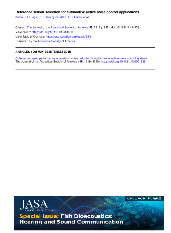 (PDF) Reference sensor selection for automotive active noise control ...