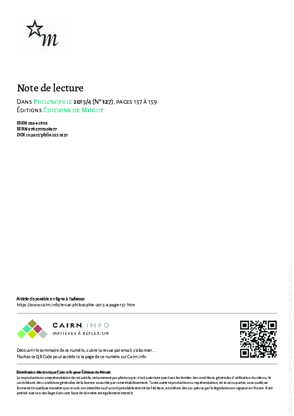 (PDF) Note de lecture