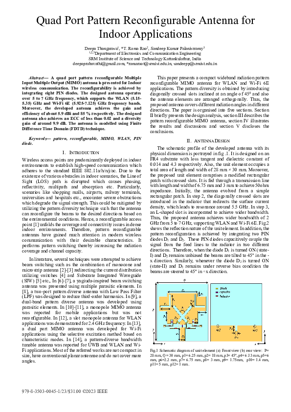 (PDF) Quad Port Pattern Reconfigurable Antenna for Indoor Applications