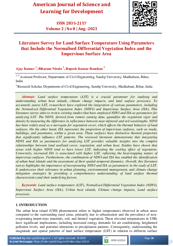 (PDF) Literature Survey for Land Surface Temperature Using Parameters that Include the ...