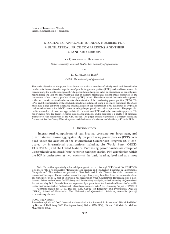 (PDF) roiw_387 32..58 STOCHASTIC APPROACH TO INDEX NUMBERS FOR ...