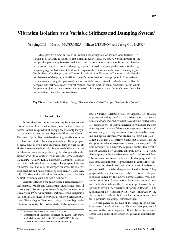 (PDF) Vibration Isolation by a Variable Stiffness and Damping System | Tejas Kupekar - Academia.edu