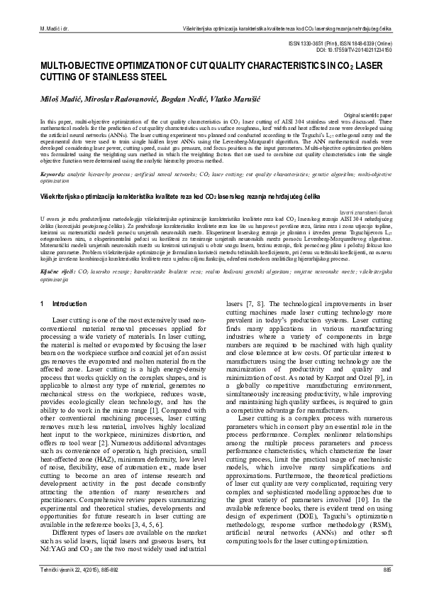 (PDF) Multi-objective optimization of cut quality characteristic in CO2 ...
