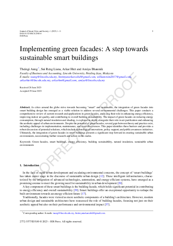 (PDF) Implementing green facades: A step towards sustainable smart buildings