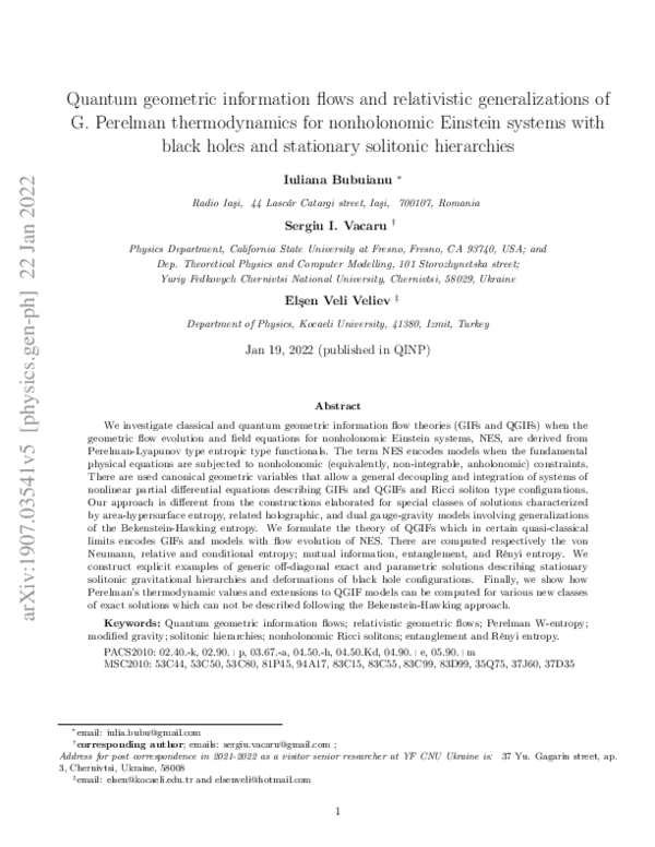 (PDF) Quantum geometric information flows and emergent gravity