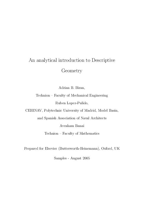 (PDF) An analytical introduction to Descriptive Geometry