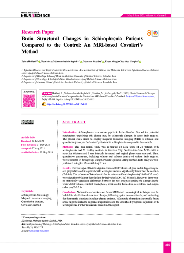 (PDF) Brain Structural Changes in Schizophrenia Patients Compared to ...