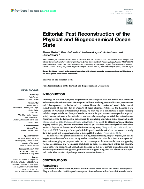 (PDF) Editorial: Past Reconstruction of the Physical and Biogeochemical Ocean State