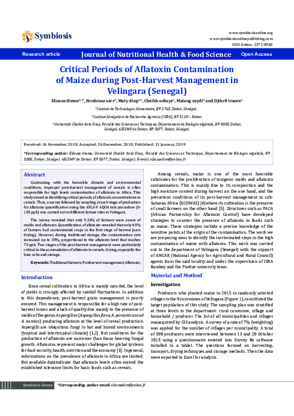 (PDF) Critical Periods of Aflatoxin Contamination of Maize during Post-Harvest Management in ...
