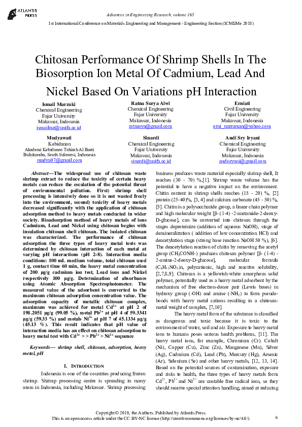 (PDF) Chitosan Performance Of Shrimp Shells In The Biosorption Ion ...