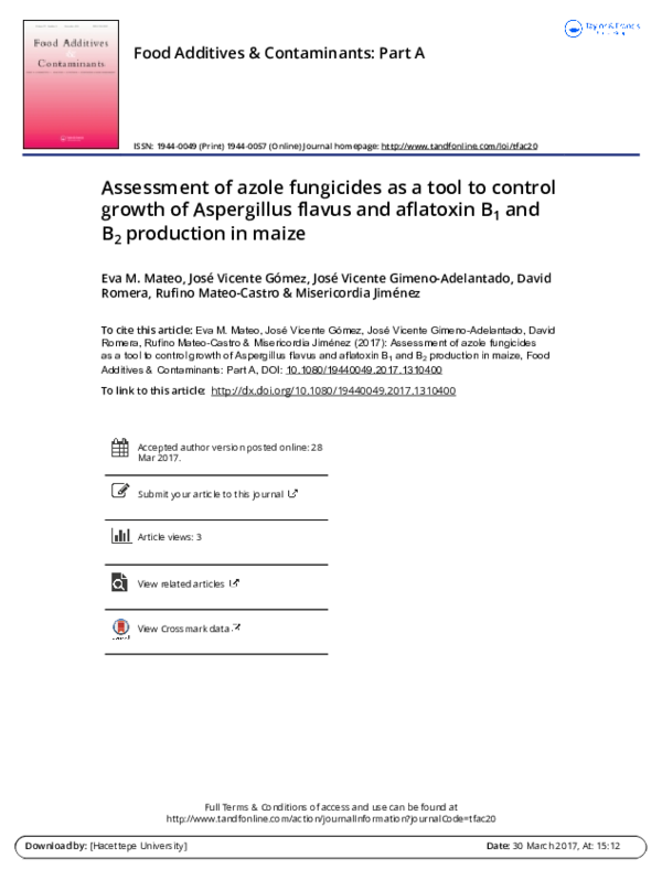 (PDF) Assessment of azole fungicides as a tool to control growth of Aspergillus flavus and ...