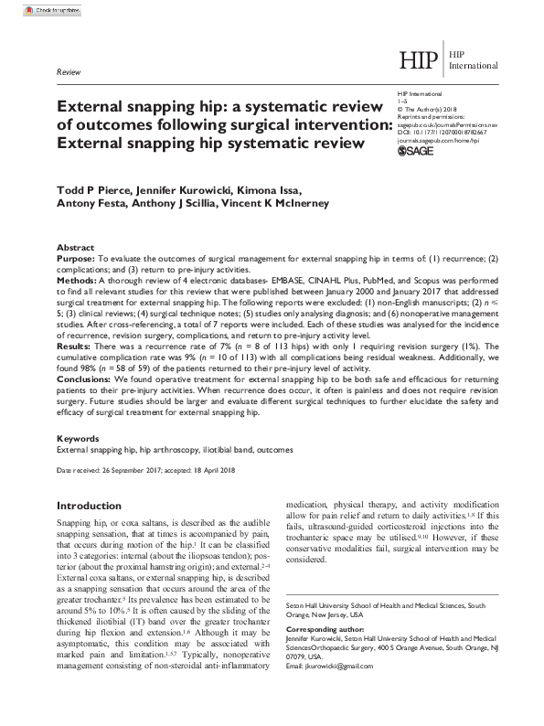 (PDF) External snapping hip: a systematic review of outcomes following ...